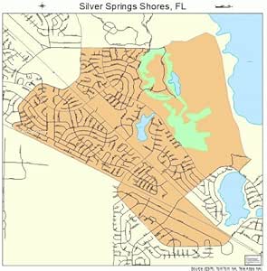 Amazon.com: Large Street & Road Map of Silver Springs Shores, Florida ...