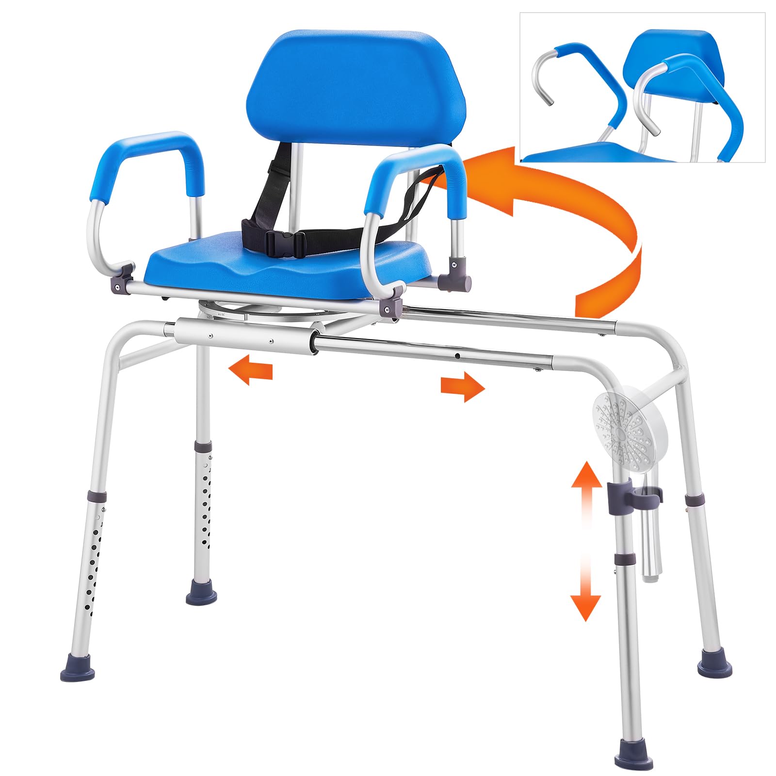 VEVOR Sliding Tub Transfer Bench with 360 Degree Swivel Seat, Sliding ...