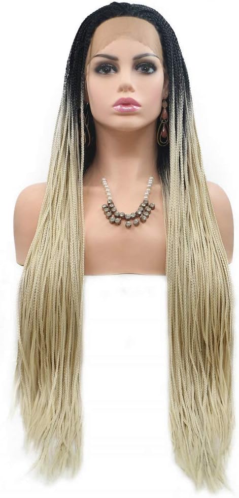 Drag Queen Afro America Ombre Blonde Box Braided Wigs Safety Synthetic ...