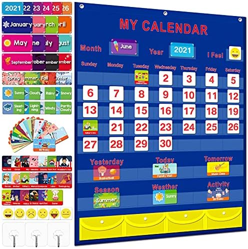 Calendar and Weather Pocket Chart for Kids Learning, Monthly Calendar ...