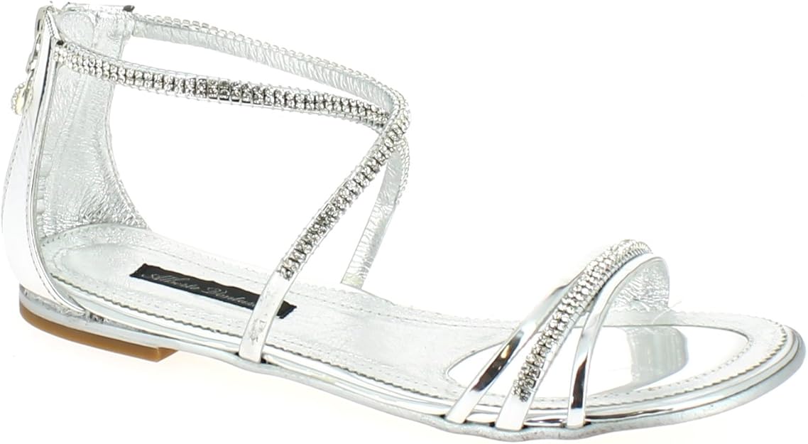 Alberto Venturini Damen Flache Sandaletten, Silber, 39: Amazon.de ...