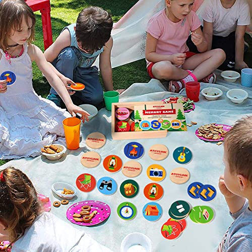 Atoylink Wooden Matching Memory Game for Kids 3 and Up, 30pcs Camp ...