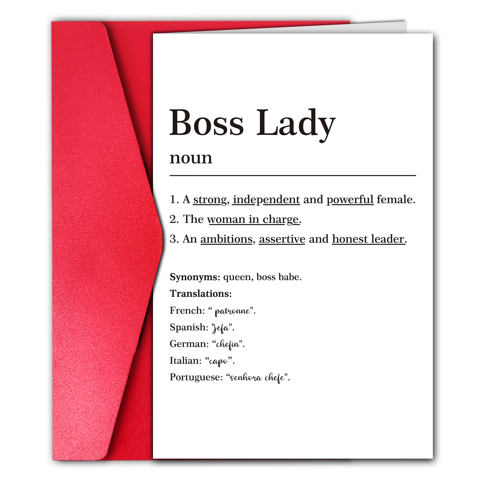GYYsweetus Funny Boss Lady Definition Card, Happy Boss Day Card for ...