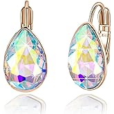 Amazon.com: Austrian Crystal Octagon Leverback Drop Earrings for Women ...