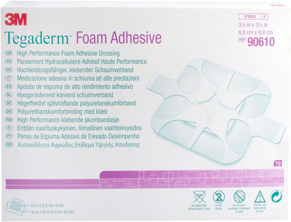 3M Tegaderm Foam Adhesive Dressing, 8.8cm x 8.8cm, Pack of 10 – BigaMart