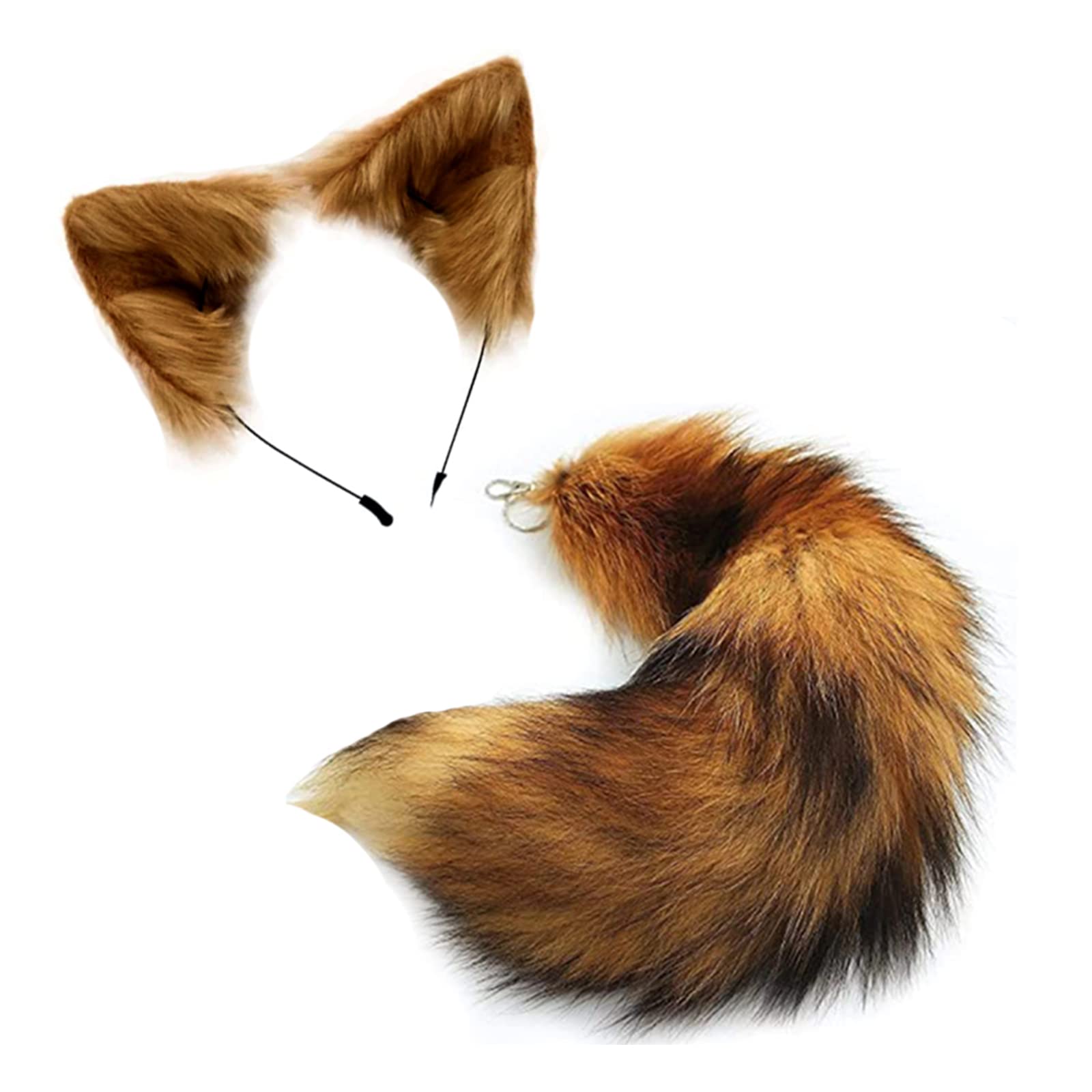 YXCFEWD Fluffy Cosplay Party Costume Ears and Tail Set with Keychain ...