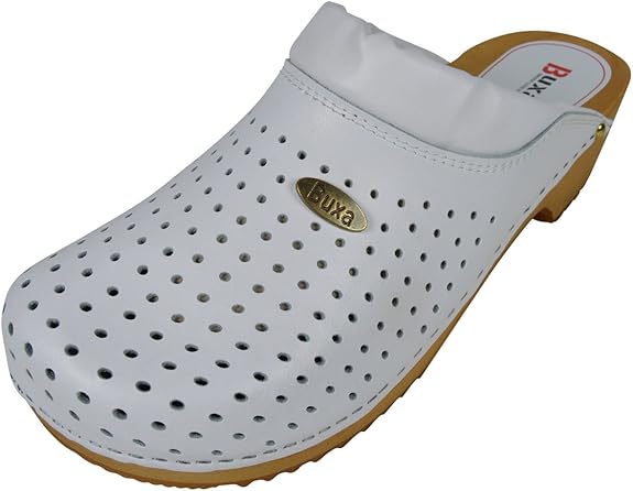 Buxa Men's/Women's Unisex Natural Leather/Wooden Clogs with Padded ...