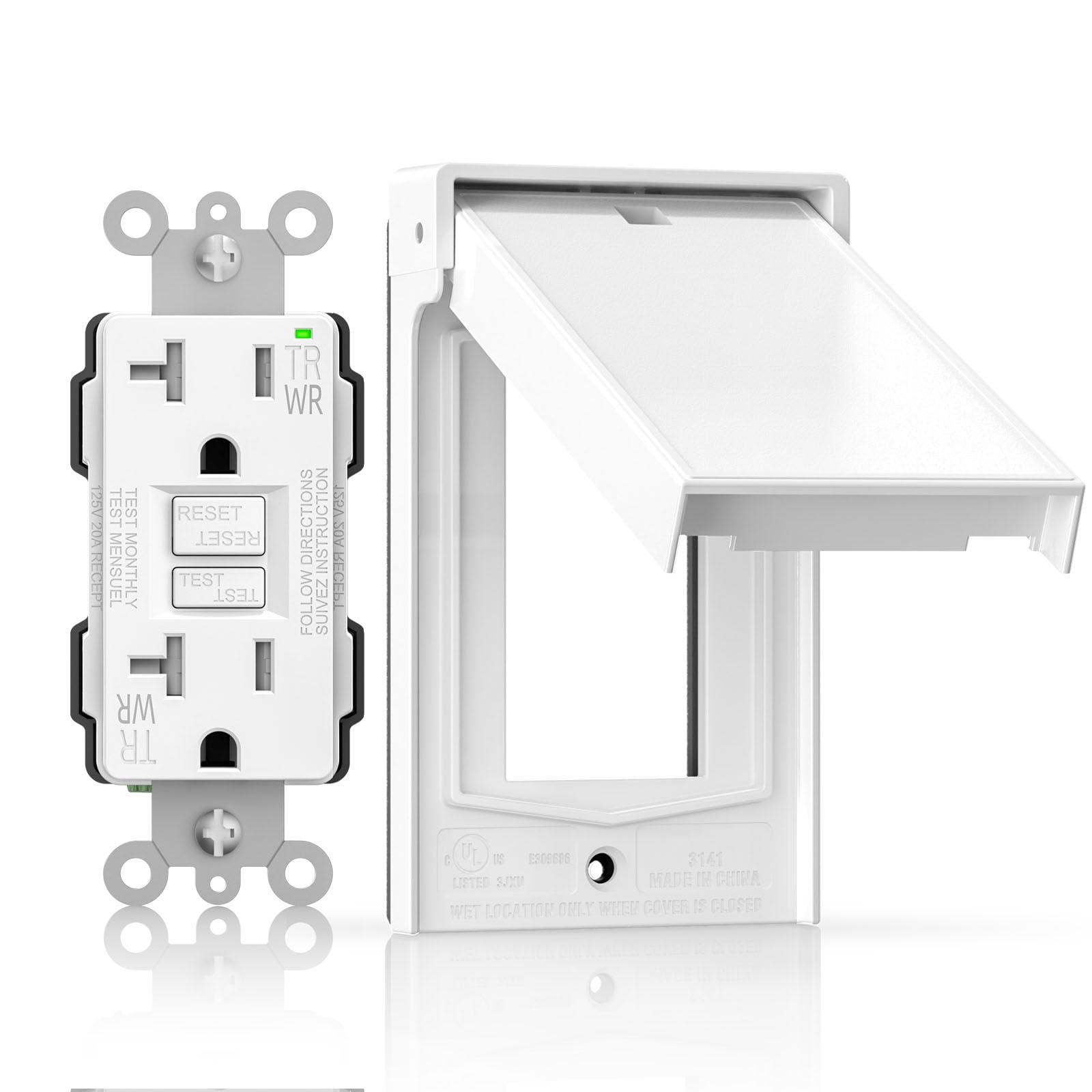 AIDA 20A GFCI Outlet with Weatherproof Cover & Wall Plate,Tamper ...