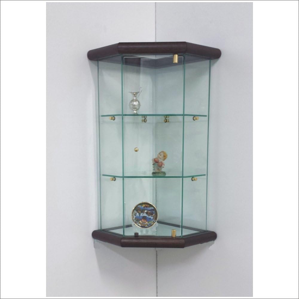 VM ART DESIGN GLASS Vitrine murales Coin VM502T-TR (Noyer foncé ...