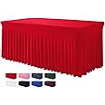 Amazon.com: BDDC Table Skirts for Rectangle Tables 8ft - One-Piece Red ...