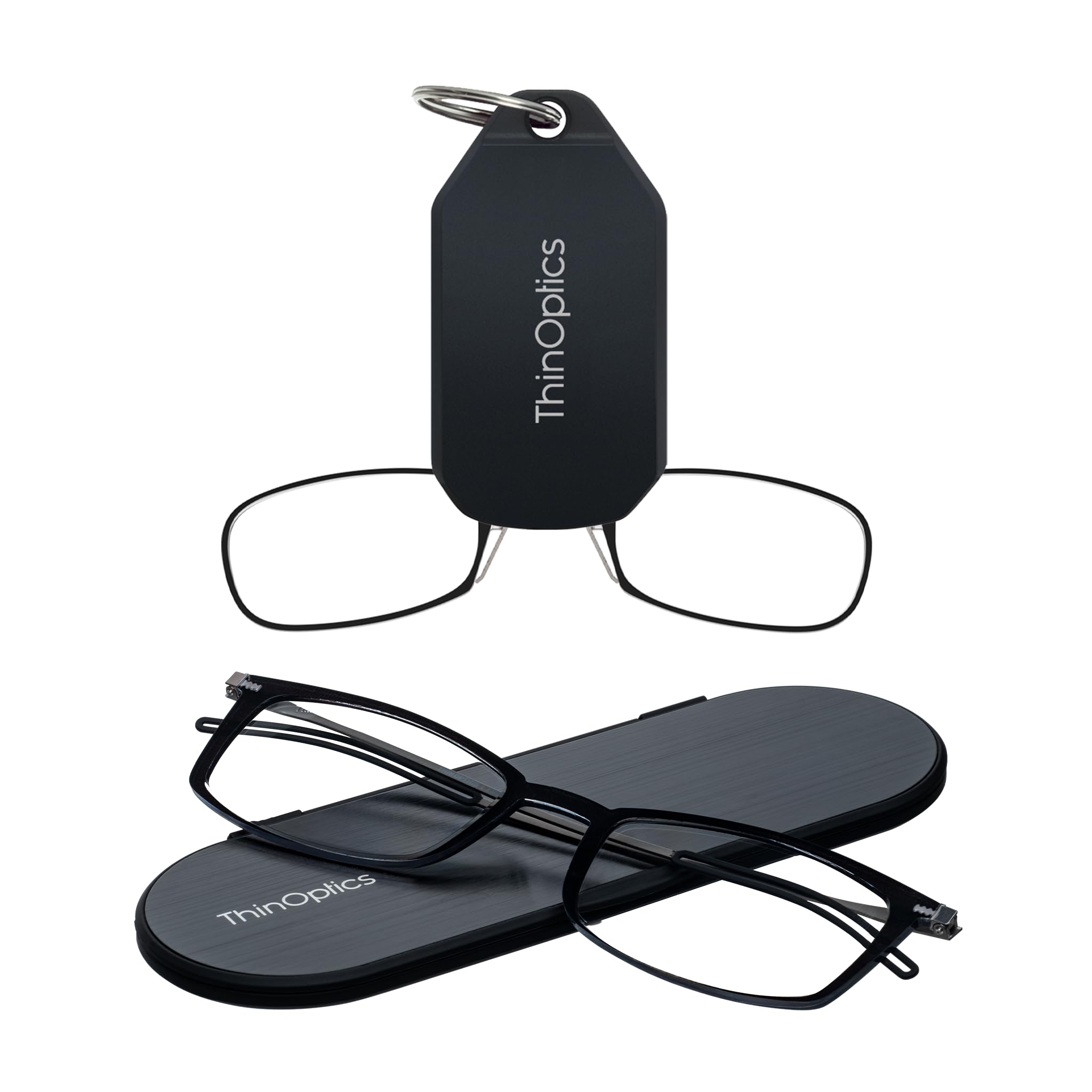 ThinOptics Bundle - Reading Glasses & Armless On-Nose Readers with Keychain Case - Ultra Thin ...