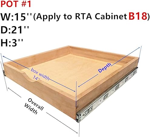Amazon.com: RTA Cabinet B18 Roll Out Tray Wood Pull Out Tray Drawer Box ...