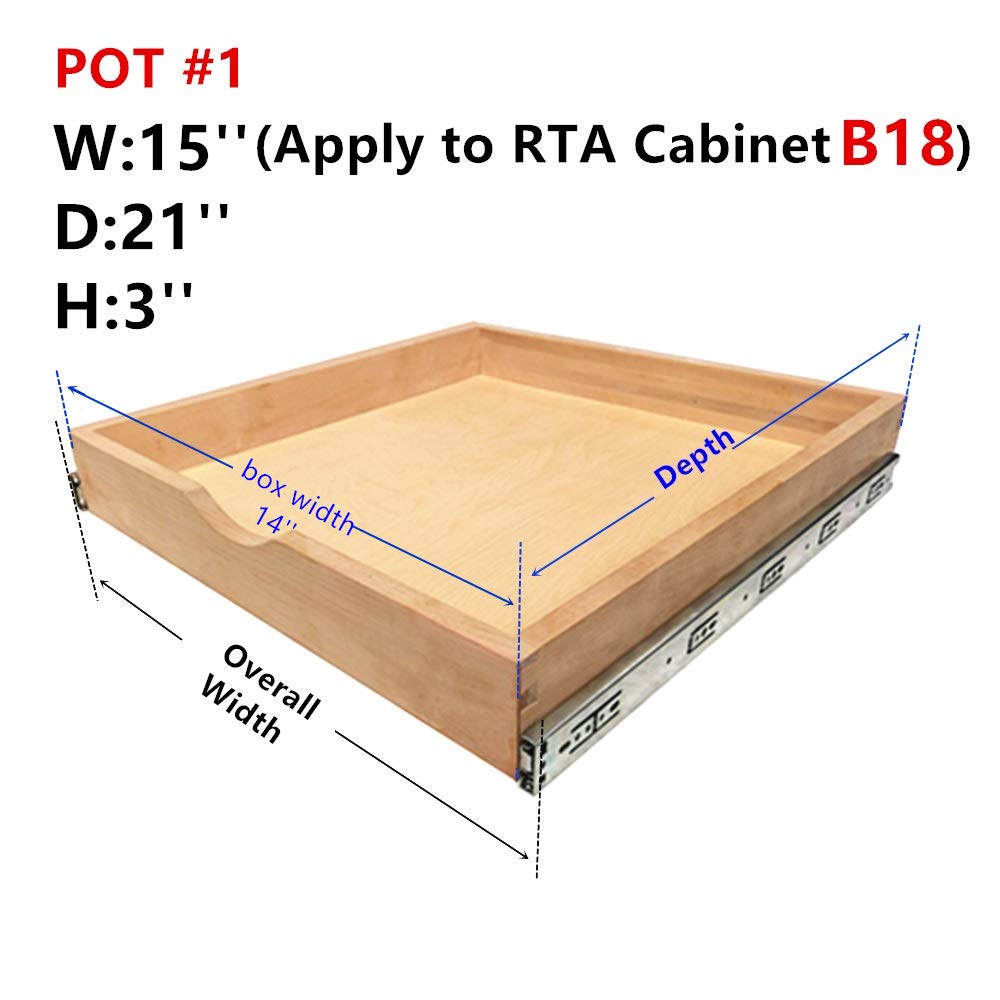 RTA Cabinet B18 Roll Out Tray Wood Pull Out Tray Drawer Box Kitchen ...