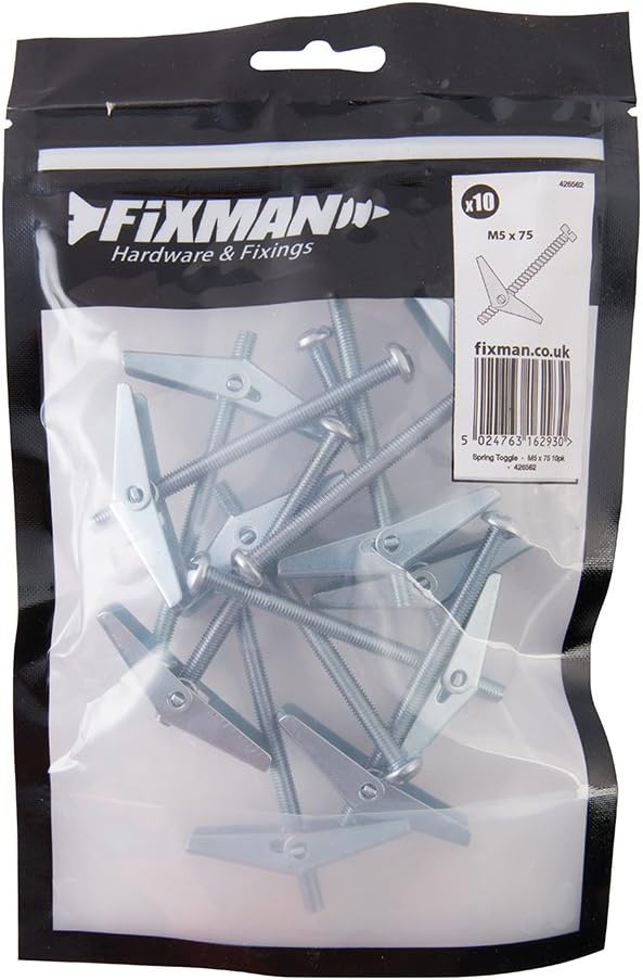 Fixman 426562 Spring Toggle Fixings M5 x 75mm Pack of 10: Amazon.co.uk ...