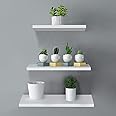 Amazon.com: Floating Wall Shelves White Wall Mounted Storage Shelf,3 Tier Hanging Wood Wall ...