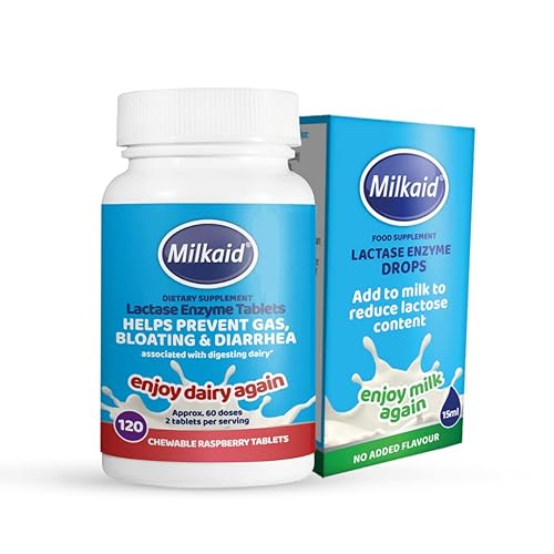 Milkaid Lactase Enzyme Drops Tablets for Lactose Intolerance Relief ...