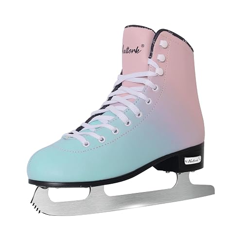 Nattork Blue&Pink Figure Skates Excellence Stainless Steel Blades Ice ...