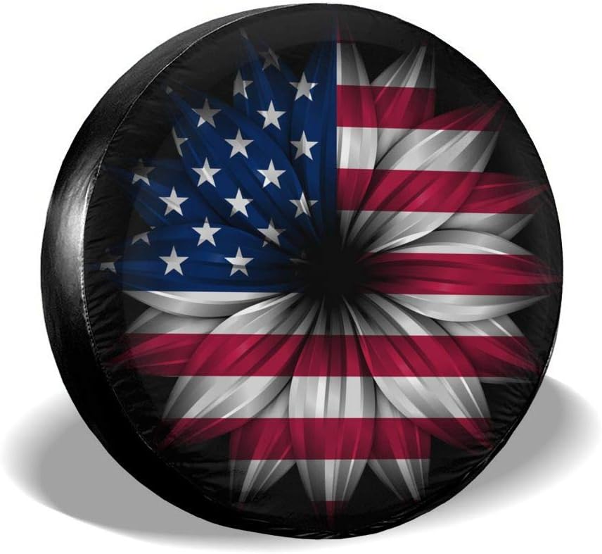 Amazon.com: Foruidea USA Flag On Abstract Flower Spare Tire Cover ...