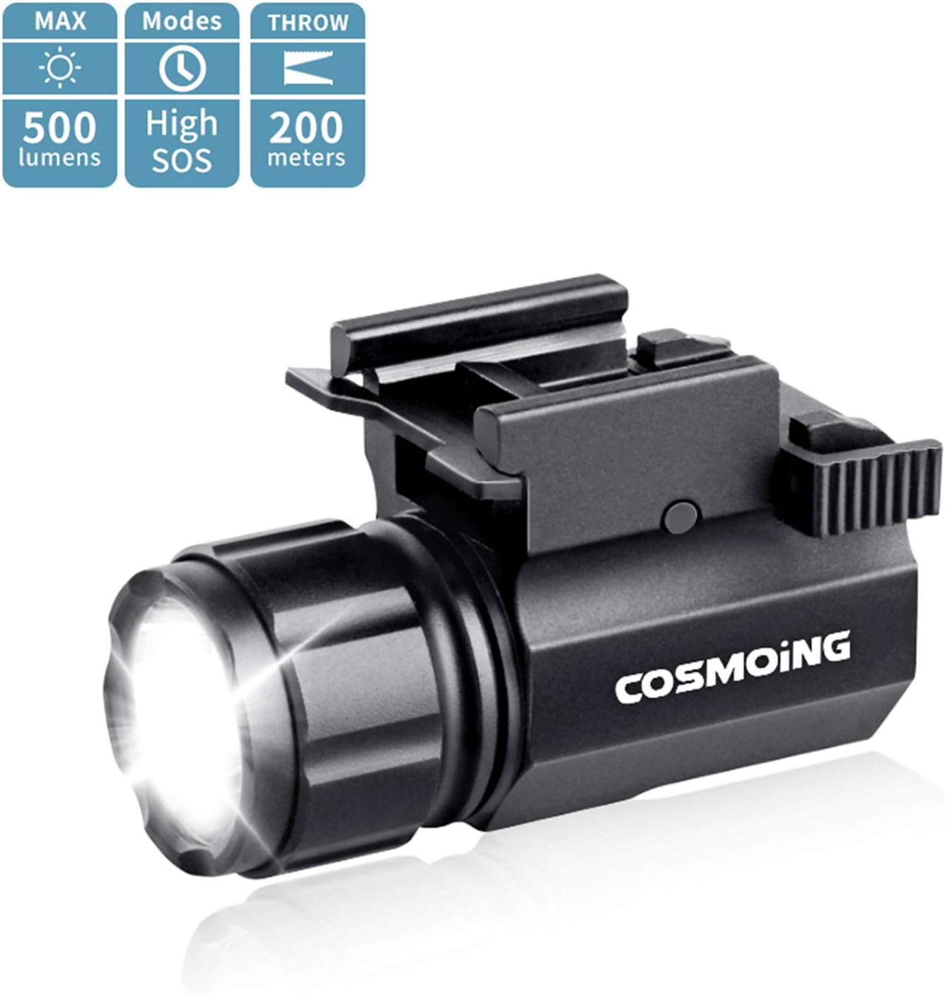 Amazon.com: COSMOING Gun Flashlight Compact Tactical LED Rail Mounted ...