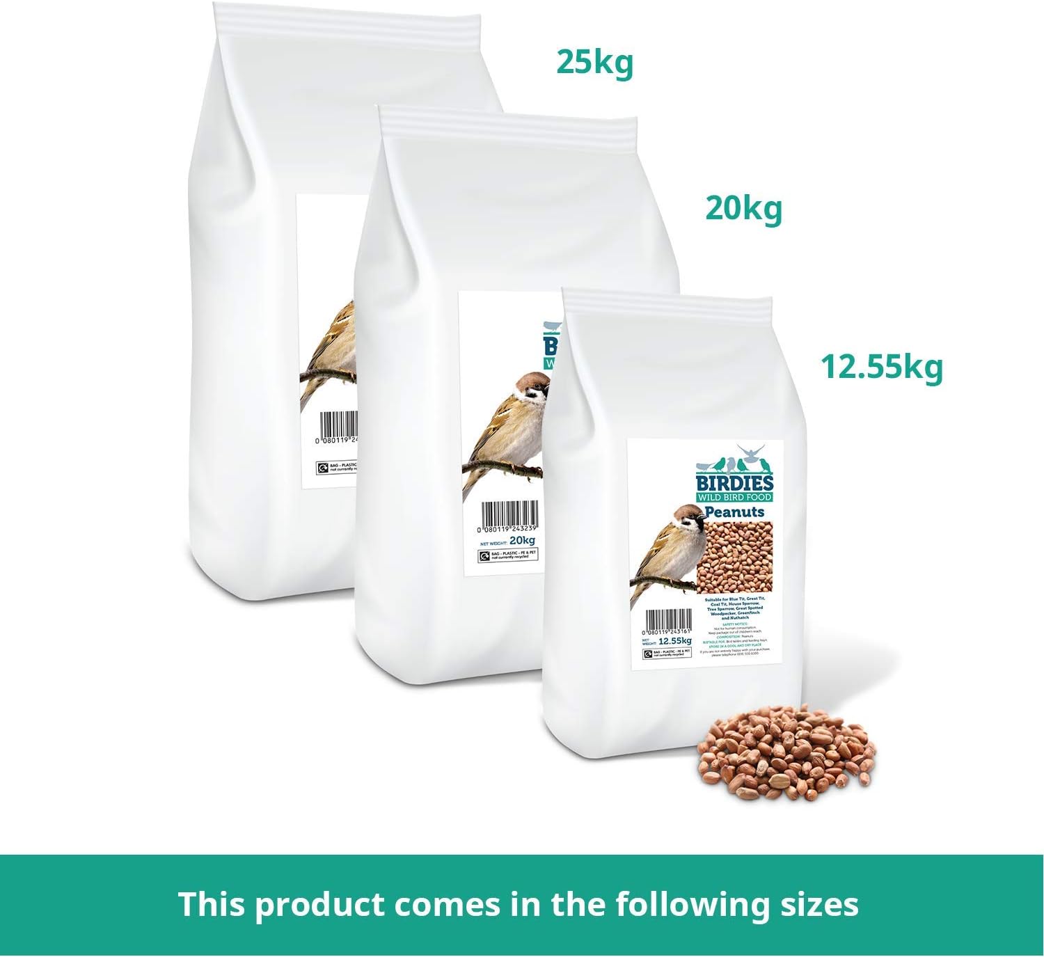 Birdies Wild Bird Food- Premium Peanuts – Bird Food for Wild Birds – 12 ...