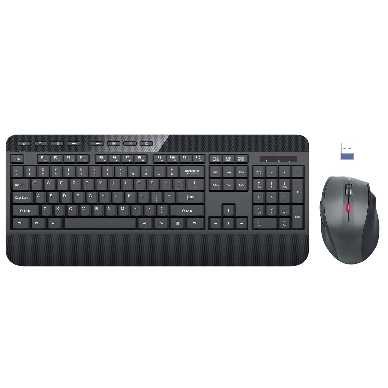 Wireless Keyboard and Mouse Combo with Wrist Rest, Foldable Legs, EDJO ...