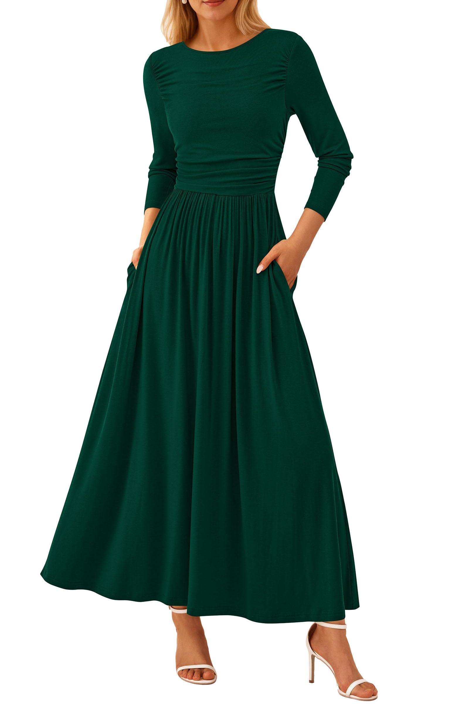 PRETTYGARDEN Women's 2025 Spring Casual Long Sleeve Maxi Dresses ...