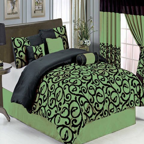 Lime Green and Black Comforter and Bedding Sets