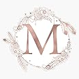 Amazon.com - Letter M Rose Gold Pink Initial Monogram Sticker Decal ...