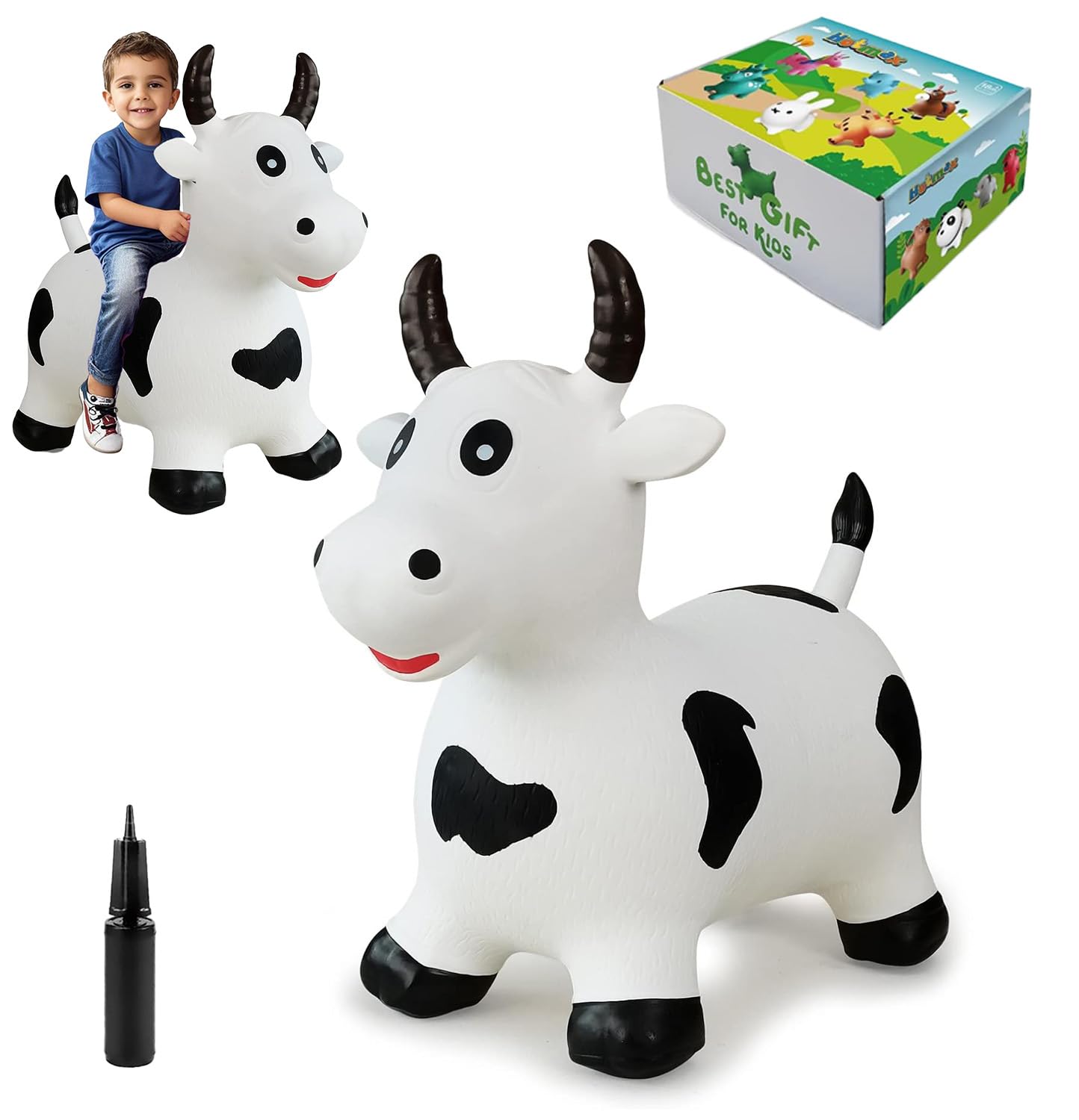 HotMax Bouncy Cow Hopping Horse Toys, Inflatable Bouncing Animal Hopper ...