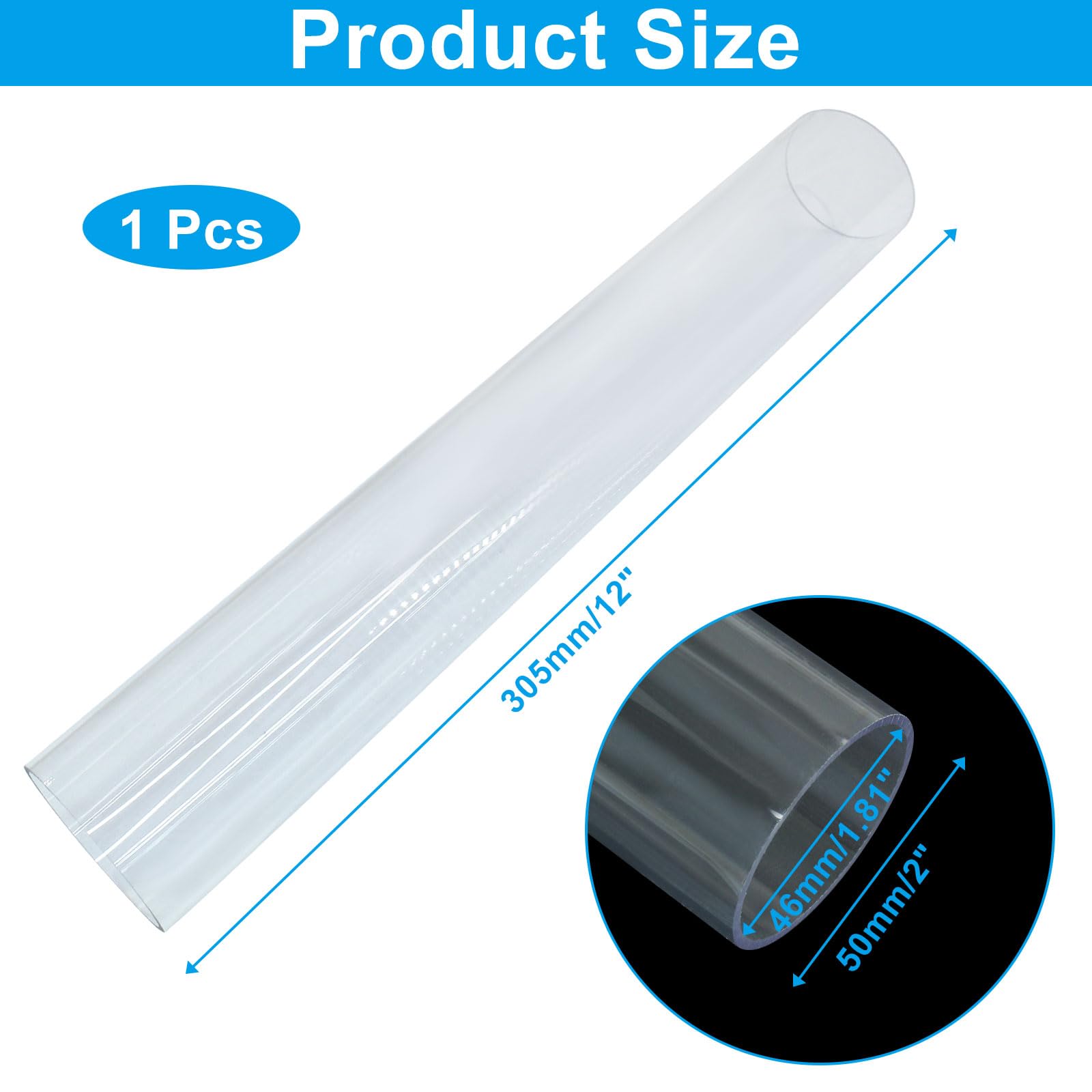 Piutouyar Round Clear Rigid Tubing Pipe,1.81 Inch (46 Mm) ID X 2 Inch ...