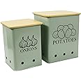 Amazon.com: Kitchen Vegetable Storage Tins Set of 2 for Potatoes, Onion ...
