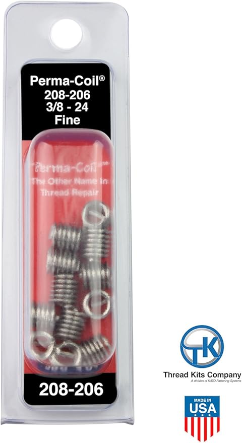 Amazon.com: Perma-Coil 208-206 Thread Insert Pack 3/8-24 12PC Helicoil ...