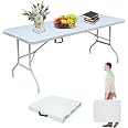 Amazon.com: LSKSSNG Portable 6Ft Folding Table, Heavy Duty Fold-in-Half ...