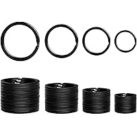 Amazon.com: 40 Pack Key Ring Keychain Mix 4 Sizes Black Metal Flat ...