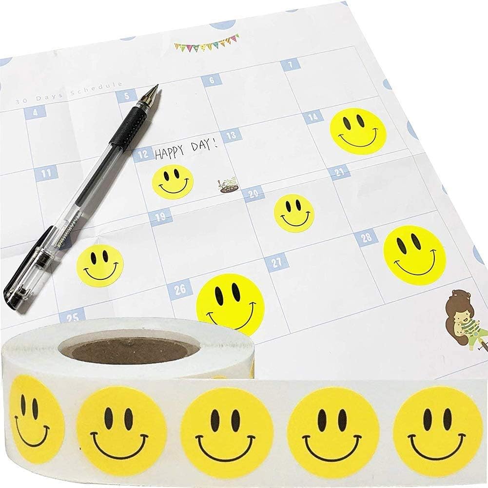Smiley Face Stickers Roll, Happy Face Circle Dots Stickers Paper Labels ...