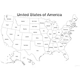 Amazon.com: Map of The United States Coloring Poster for Kids Family ...