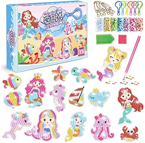 Big Gem Mermaid Diamond Painting Kits for Kids, 5D Diamond Art for Kids ...