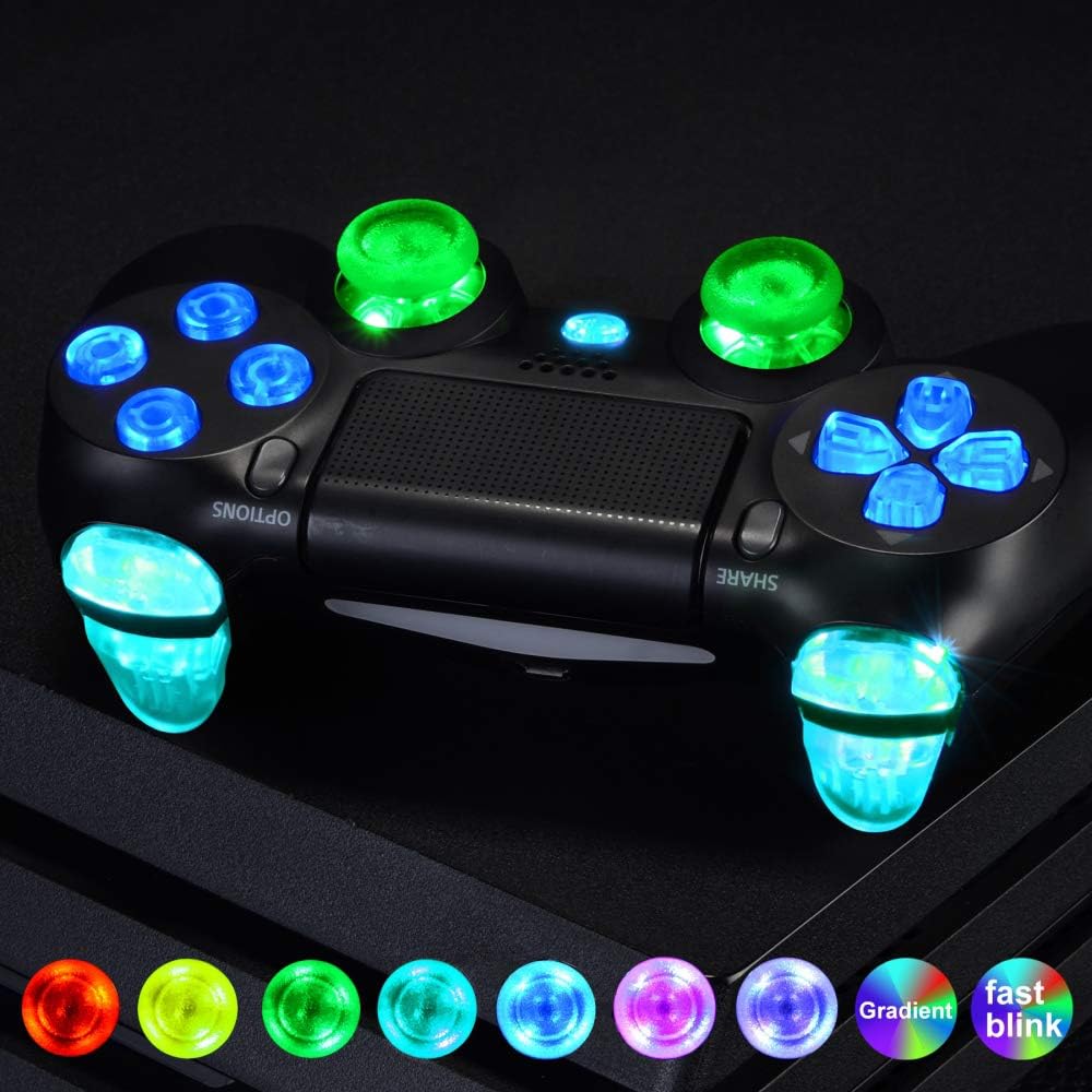 eXtremeRate Botones LED Multicolores para Mando PS4 Botón de D-Pad L1 ...