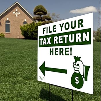Amazon.com : 72" FILE YOUR TAX RETURN HERE BANNER SIGN taxes irs refund ...