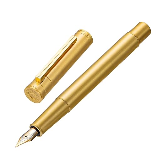 Hongdian Raw Brass Fountain Pen Extra Fine Nib Classic Design Smooth ...