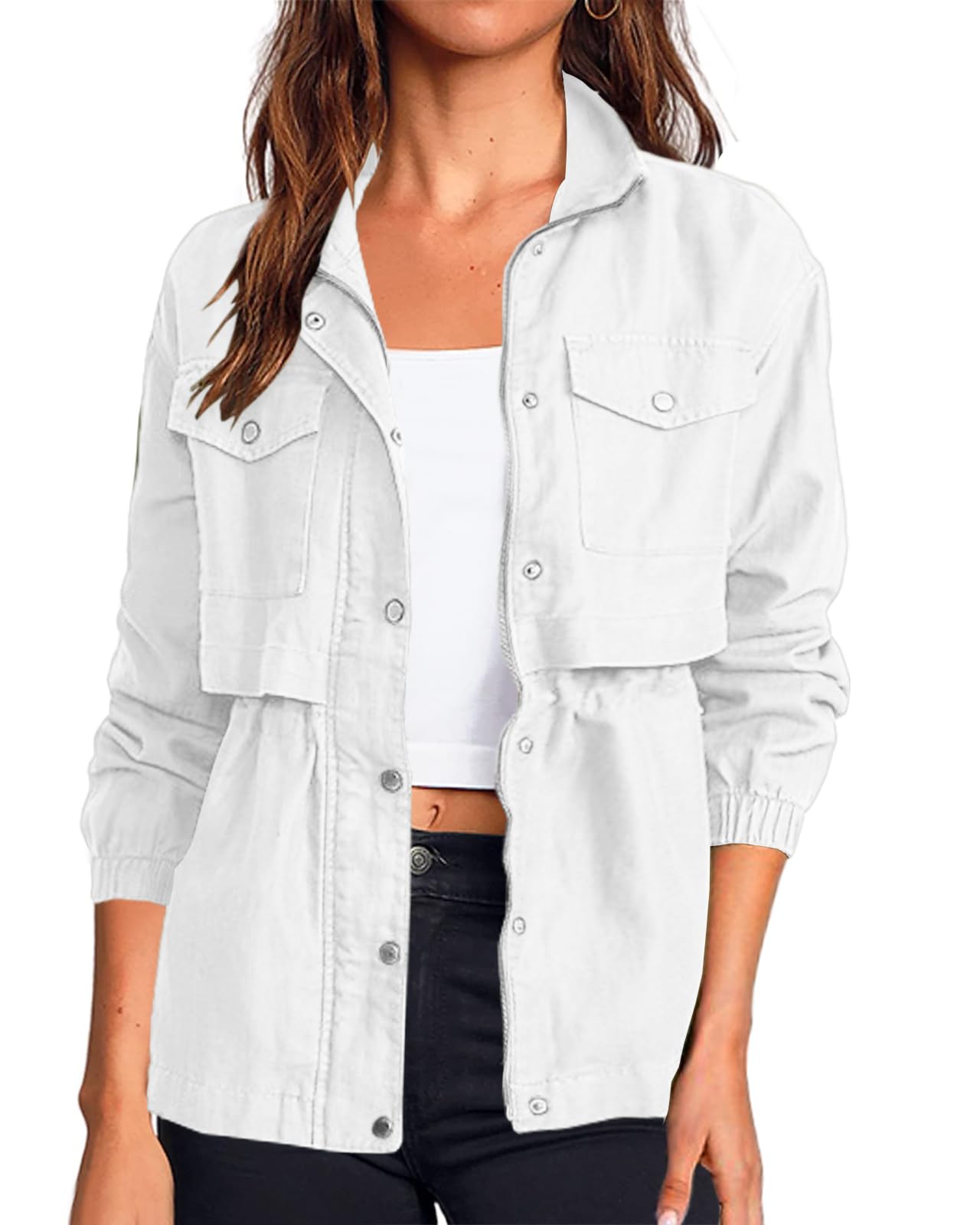 Onedreamer Womens Zip Up Military Safari Anorak Jackets Lightweight ...