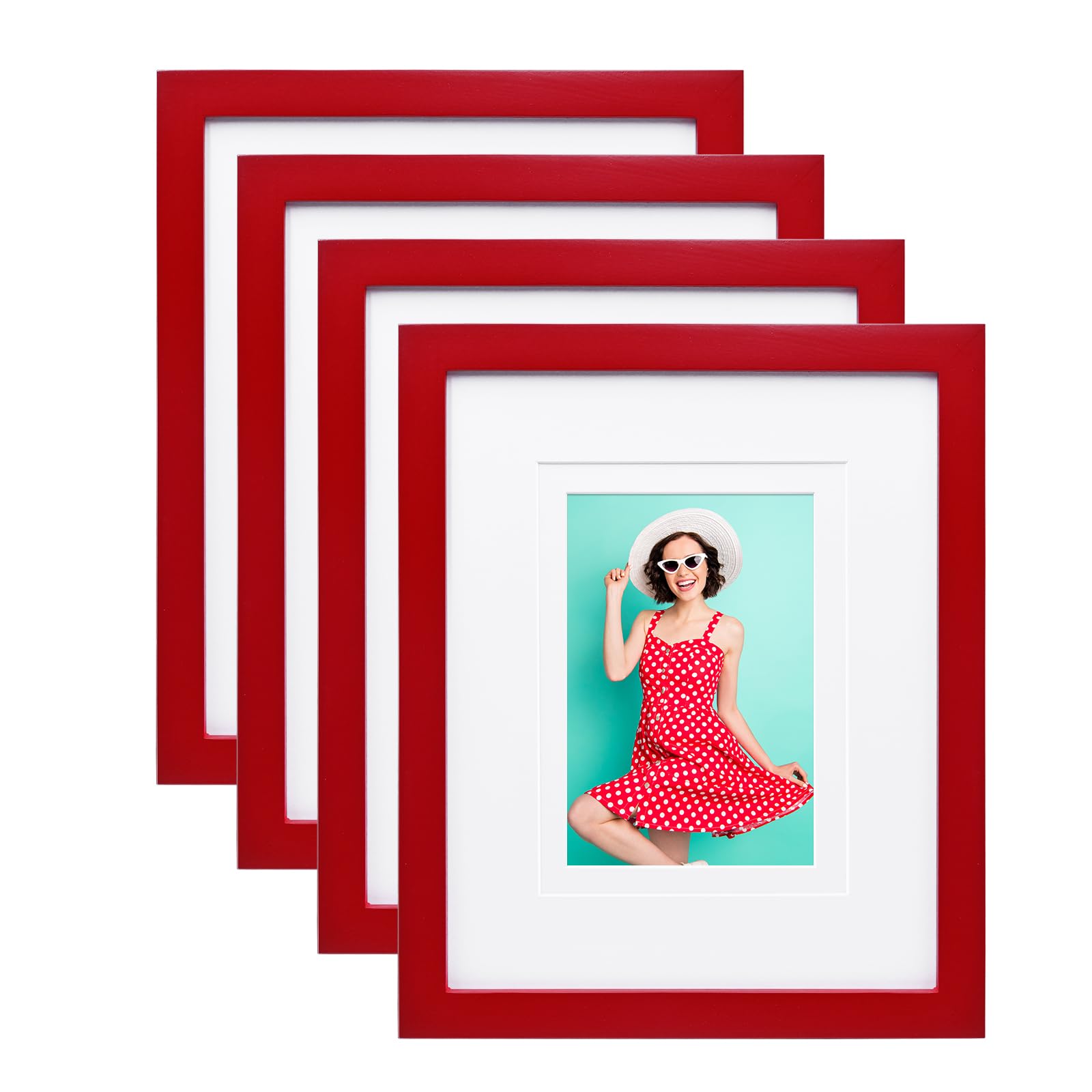 KINLINK 8x10 Picture Frames Red, Wood Frames with Acrylic Plexiglass ...