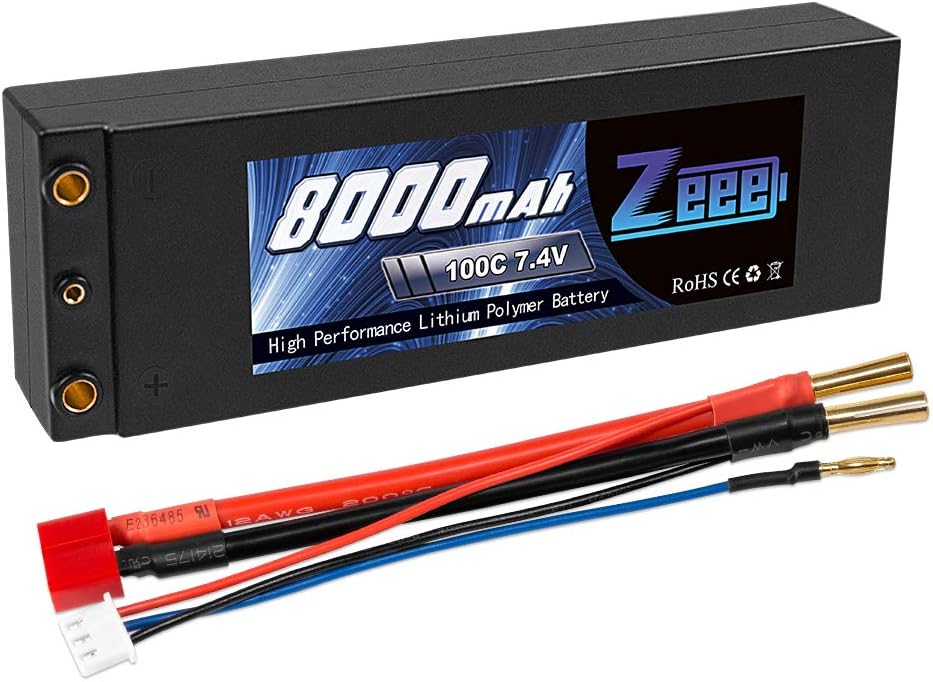 Amazon.com: Zeee 2S Lipo Battery 7.4V 100C 8000mAh Hard Case Lipo ...