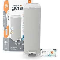 Diaper Genie Platinum Diaper Pail, Lily White - Made in Durable Stainless Steel and Includes 1 ...