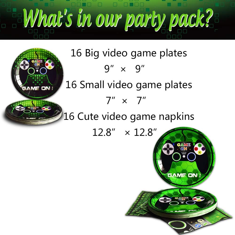WERNNSAI Game Party Supplies Kit – Video Game Themed Party Packs for ...