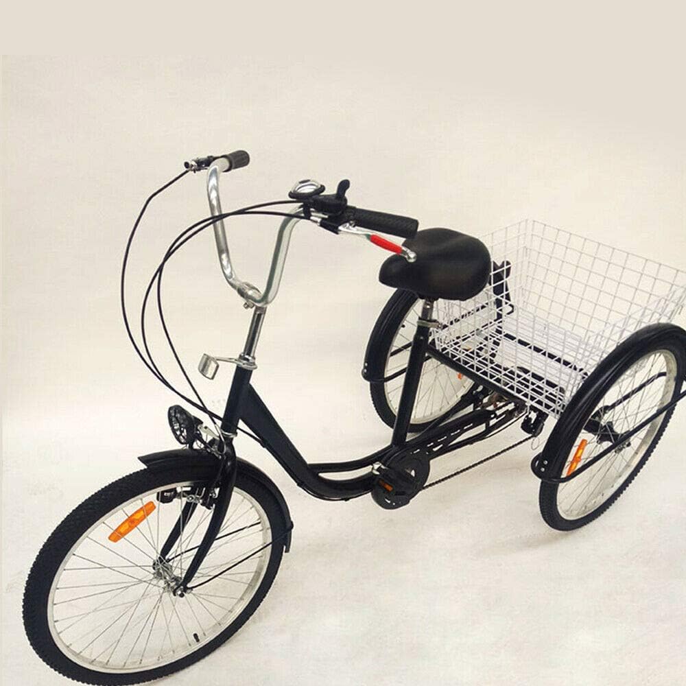HaroldDol Tricycle 24 Pouces pour Adultes, 6 Vitesses Tricycle Adulte ...