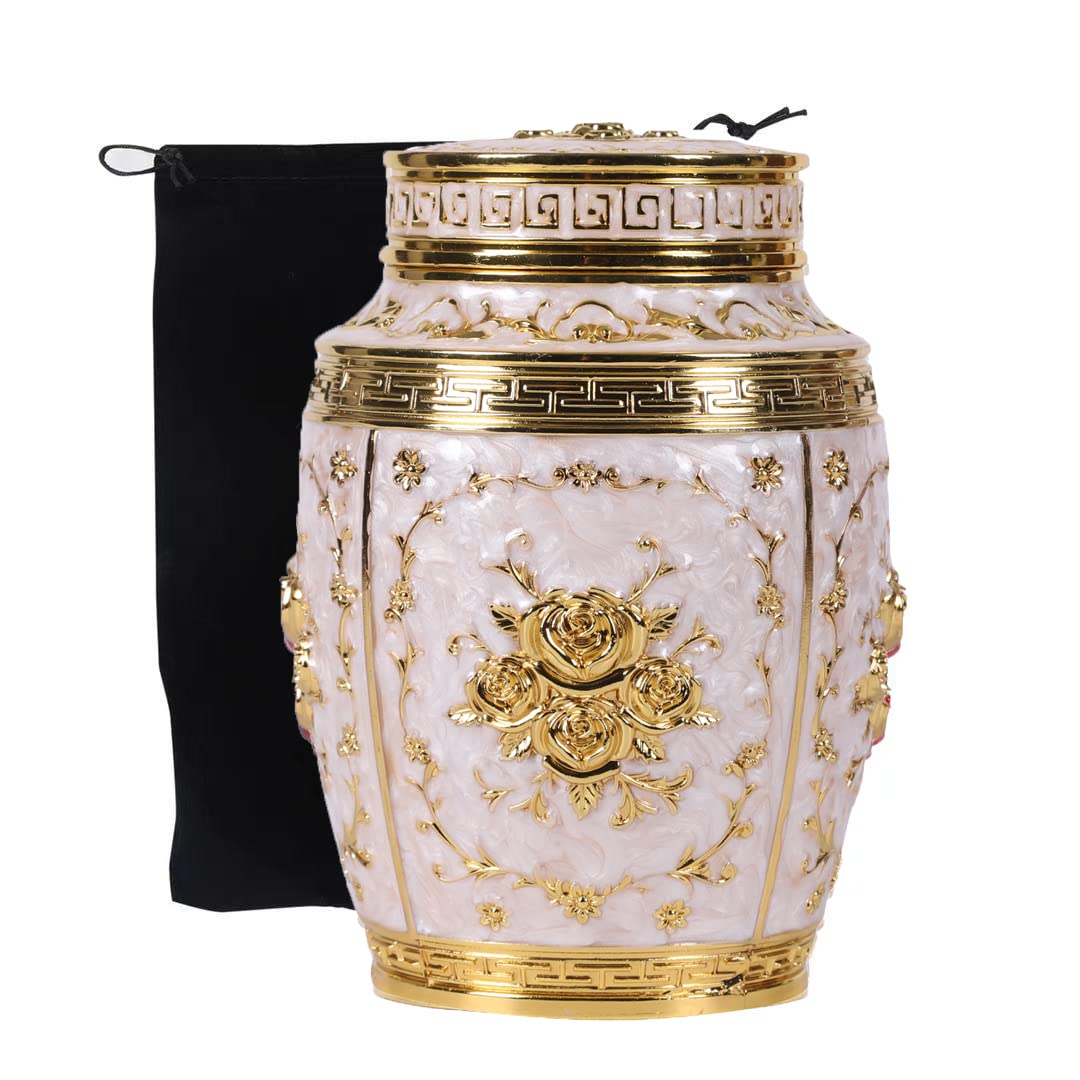 Medium Urn for Human Ashes - Rose Flower Cremation Urn - Beautiful ...
