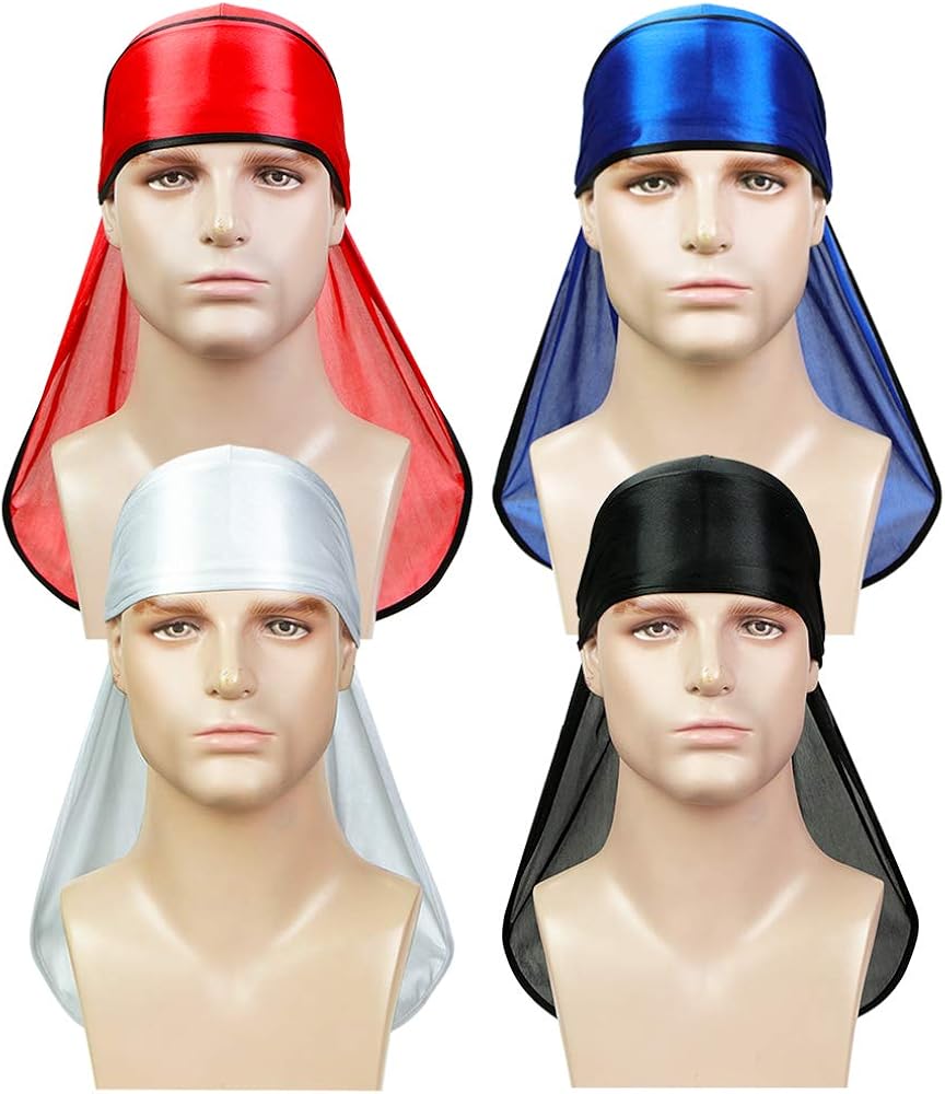 4 Pieces Men Wave Durags – Premium Soft Durag Headwraps with Extra Long ...