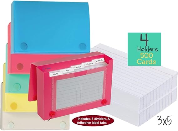 Amazon.com : 1InTheOffice Index Card Case 3x5, Index Card Holder 3" x 5 ...