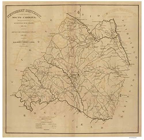 Amazon.com: Newberry District South Carolina 1825 - County Wall Map ...